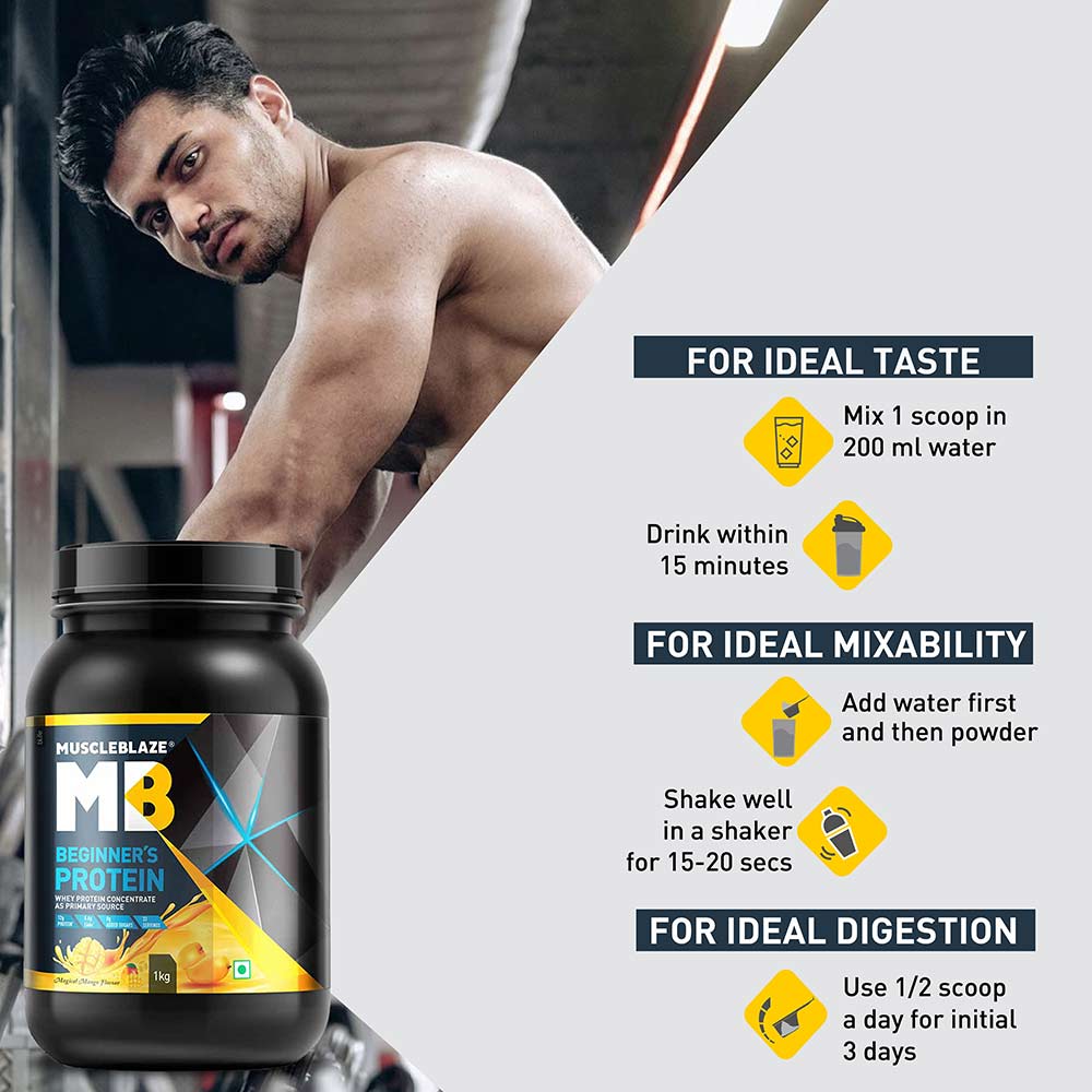 Whey Protein Powder for Beginners (2.2 lb) Magical Mango - MuscleBlaze