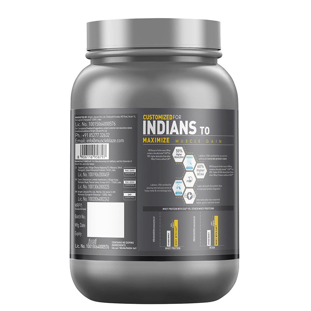 MuscleBlaze Biozyme Performance Whey Protein (4.4 lb / 2kg Rich Chocolate)