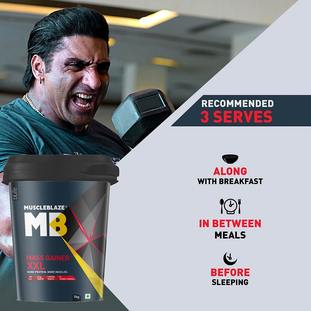 MuscleBlaze Mass Gainer XXL with Carbs & Protein, 11lb /5kg chocolate