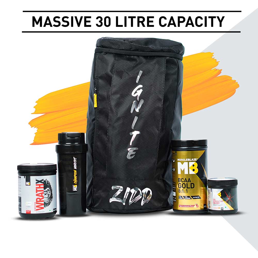 BackPack Gym Bag Stealth Black Gym Bags MuscleBlaze